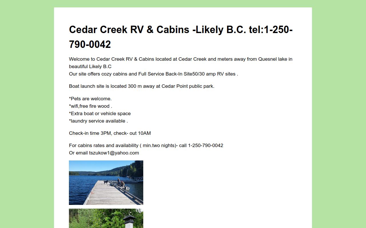 cedar creek rv and cabins